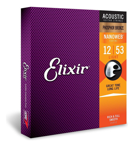 Encordado Elixir Phosphor Bronze Nanoweb 12-53 Para Acústica | Blues ...